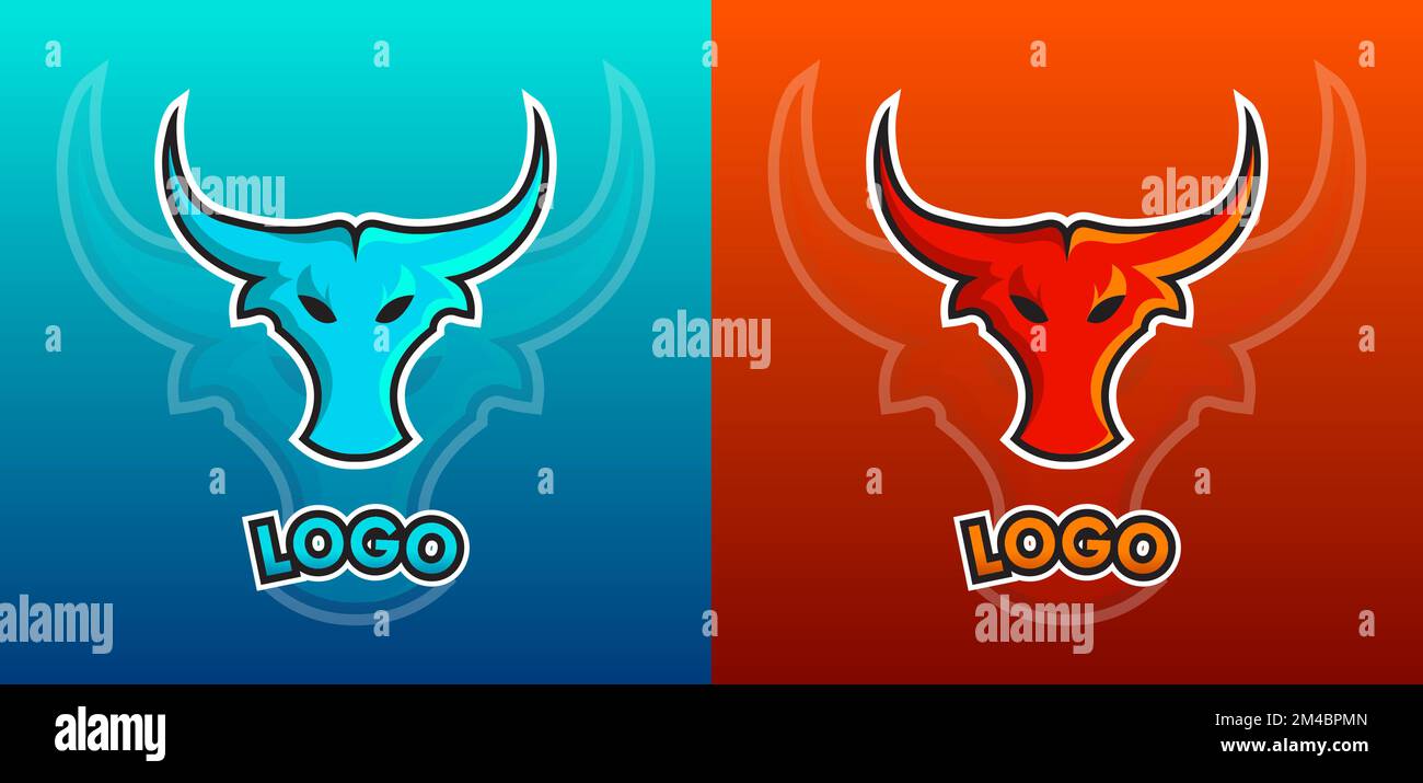 Bull Character Colorful Mascot Gaming Logo Set Vector Illustration ...