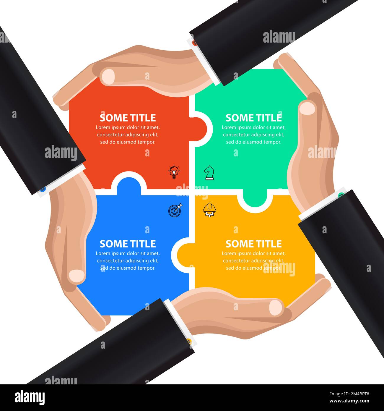 Infographic template with icons and 4 options or steps. Puzzle. Can be ...