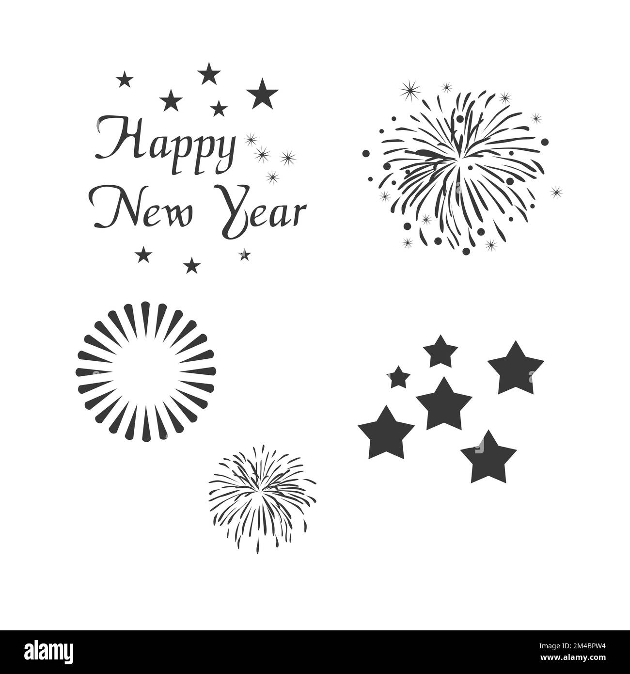 New year stickers Black and White Stock Photos & Images - Alamy