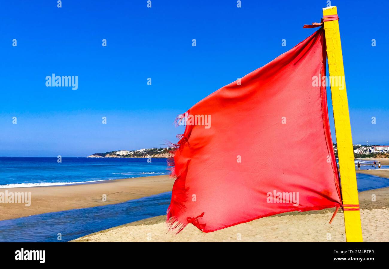 Red flag swimming prohibited high waves in Zicatela Puerto Escondido ...