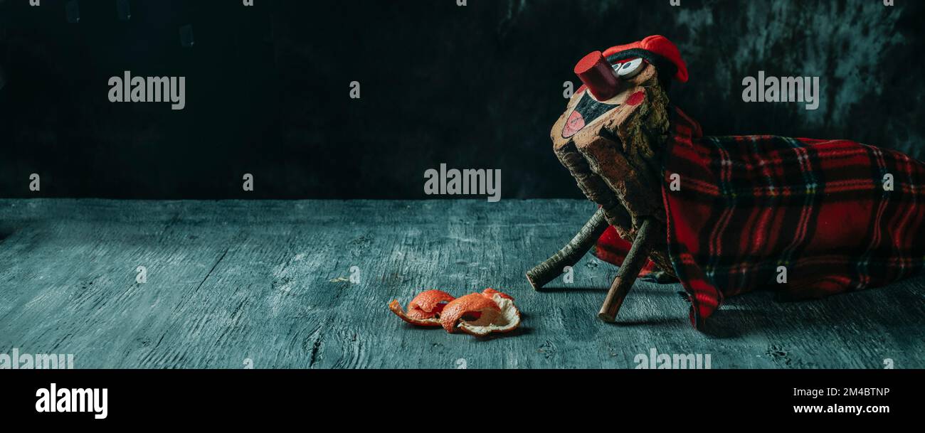 a homemade catalan tio de nadal, a magical christmas character, typical ...