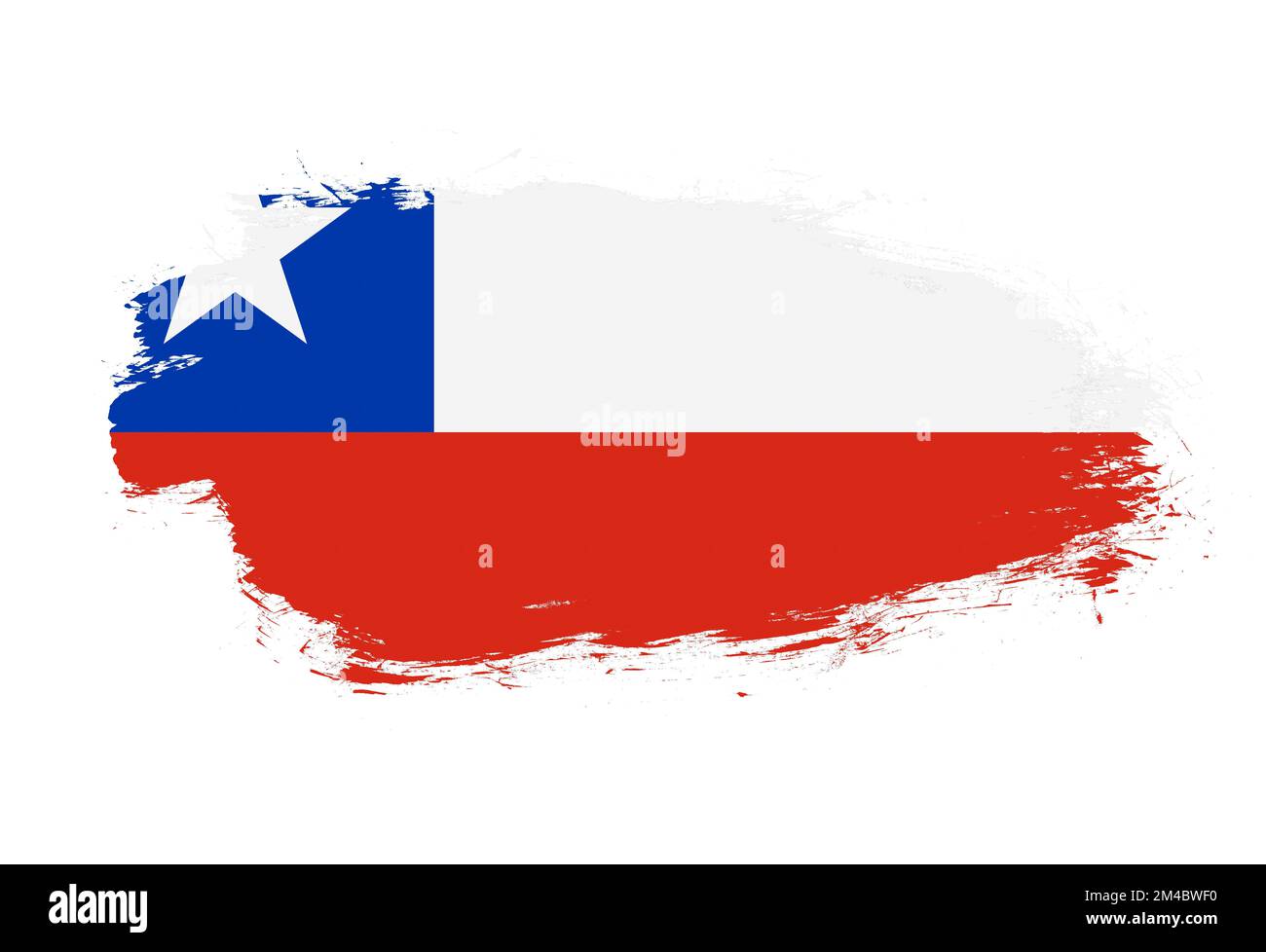 Flag of chile on white stroke brush background Stock Photo - Alamy