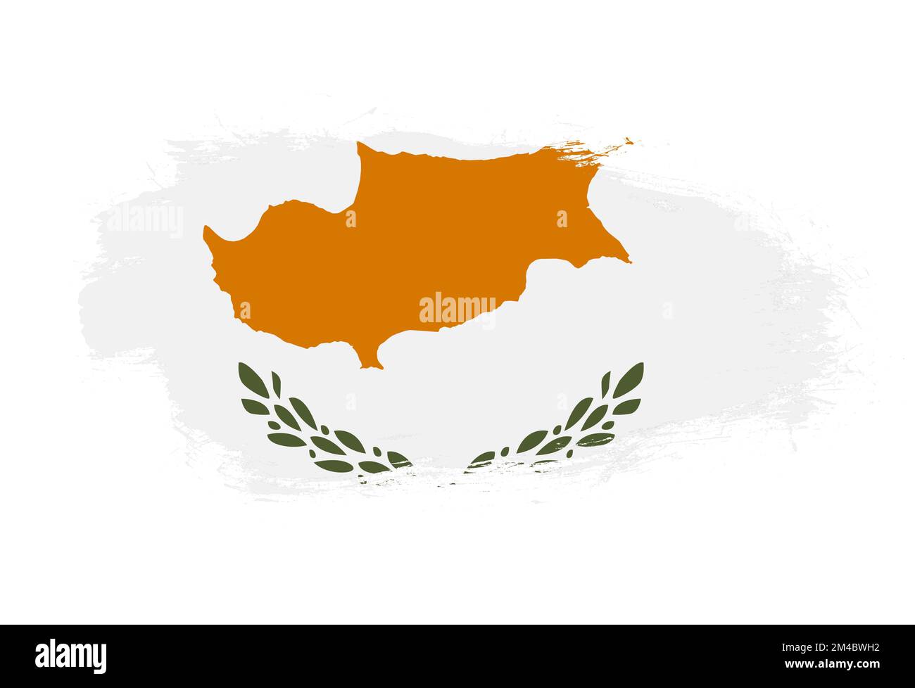 Flag of cyprus on white stroke brush background Stock Photo - Alamy