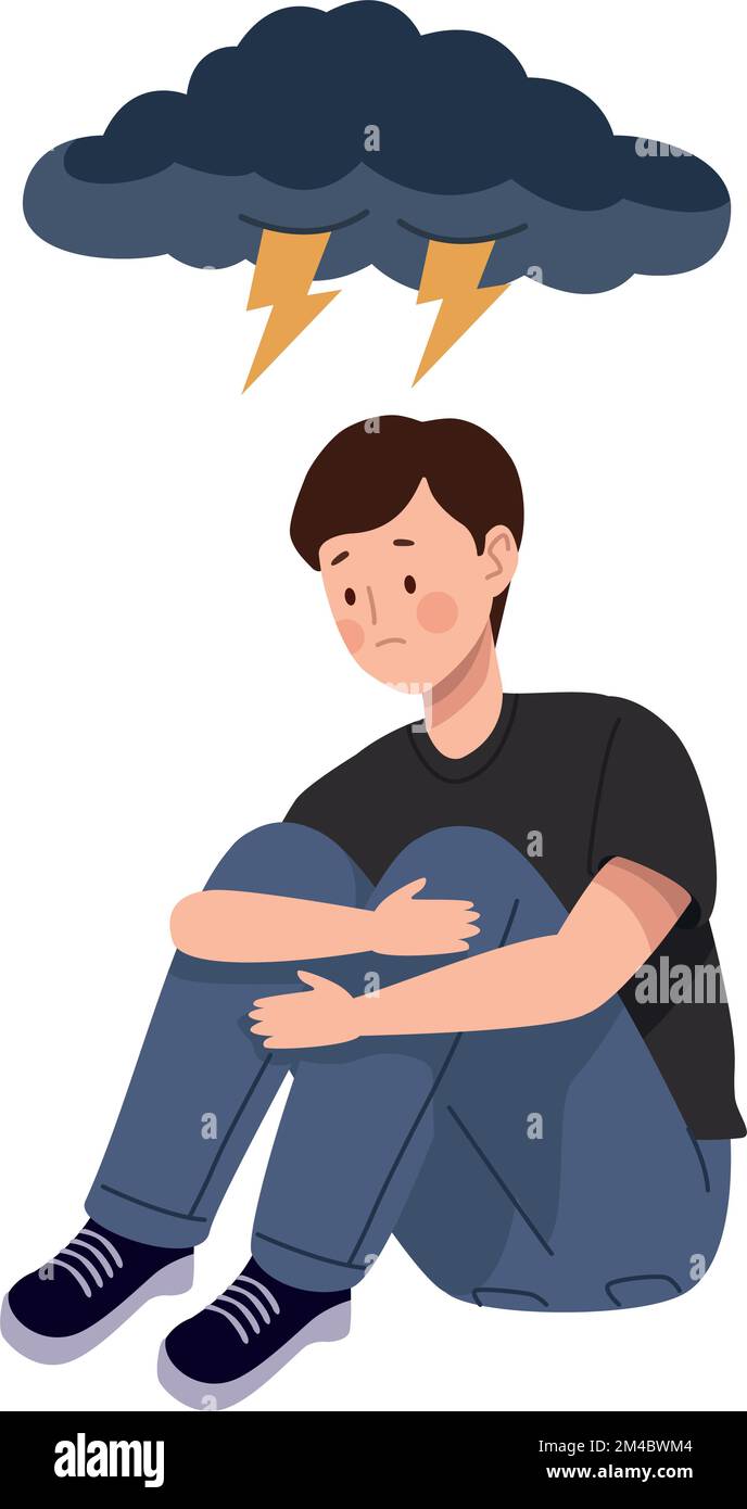 man suffering from astraphobia Stock Vector Image & Art - Alamy