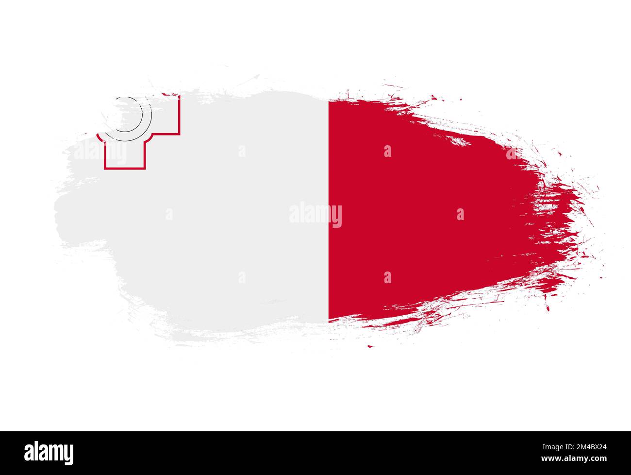 Flag of malta on white stroke brush background Stock Photo - Alamy