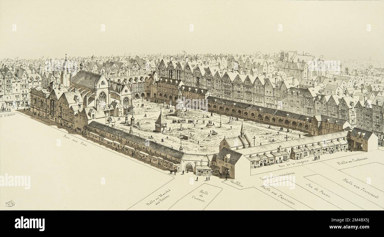 The cemetery of the Innocents in Paris in 1552 Stock Photo - Alamy