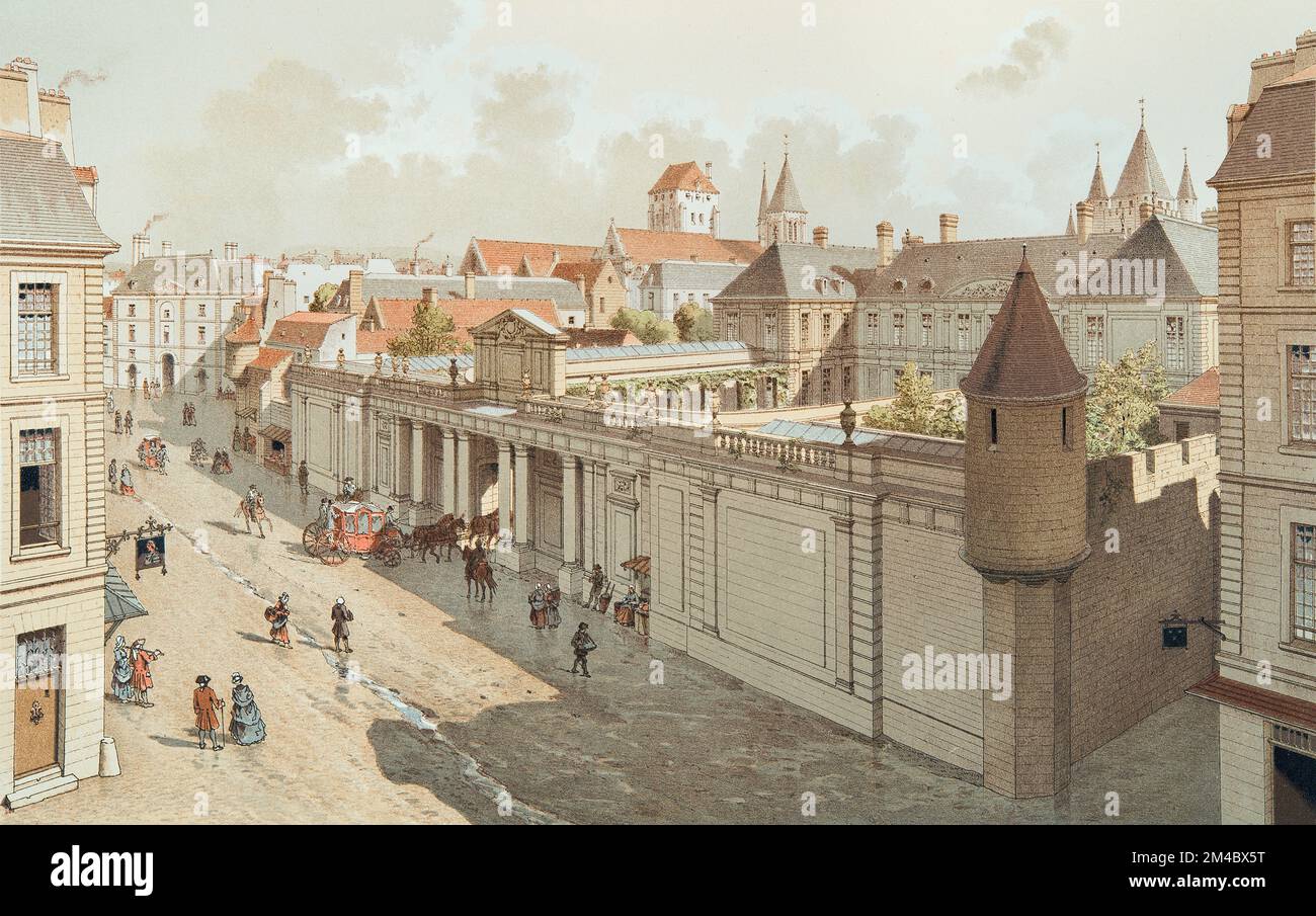 The temple in Paris in 1770 (from left to right: rue Philipeaux ...