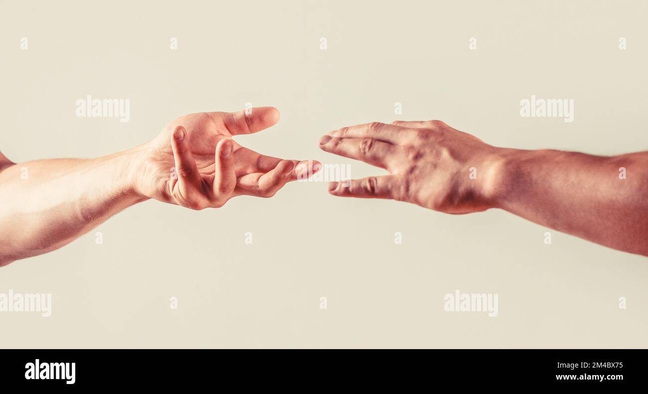 Rescue, helping gesture or hands. Close up help hand. Helping hand concept, support. Friendly ...