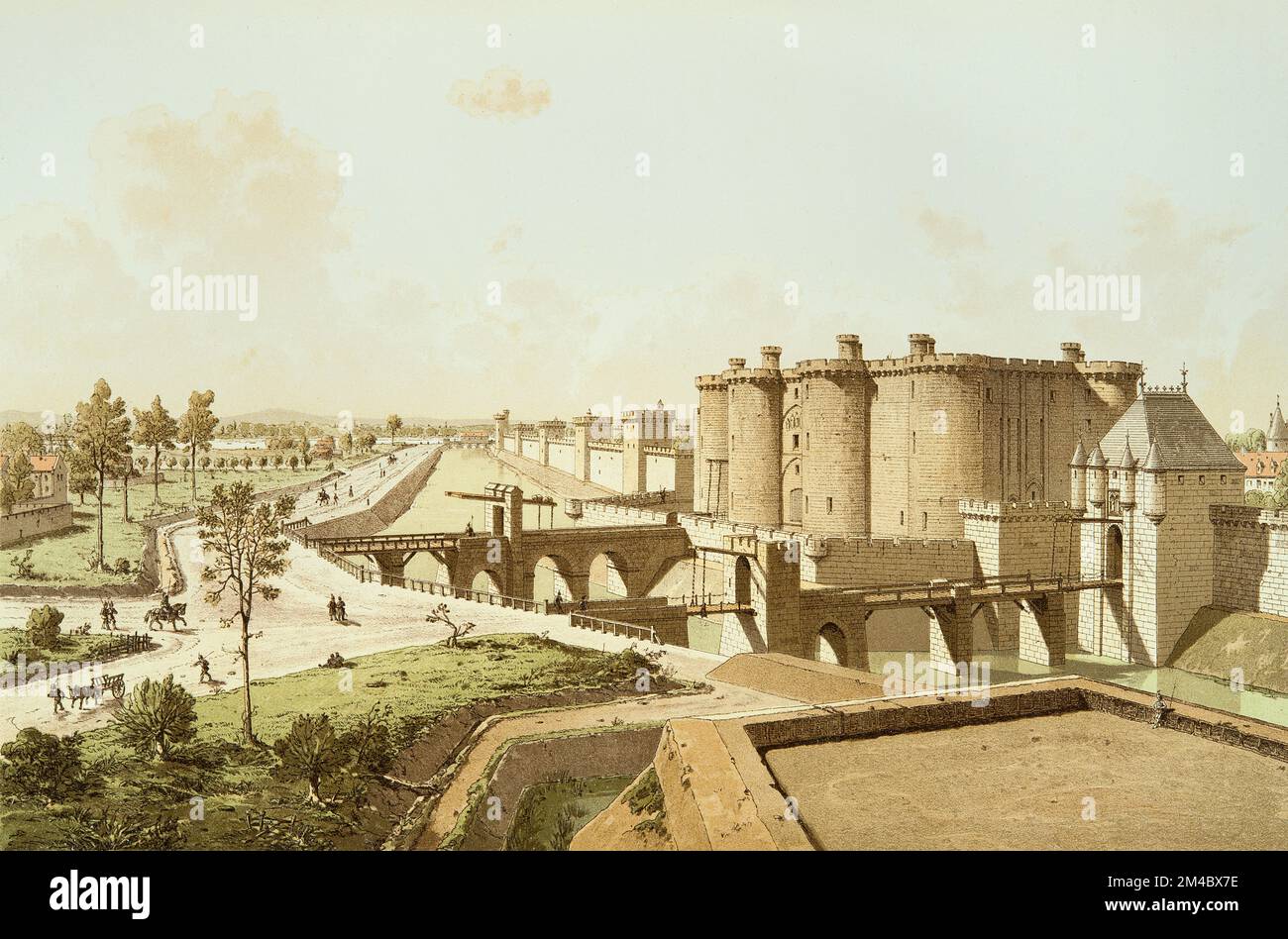 The Bastille in Paris in 1420 (from left to right: chemin de Vincennes ...