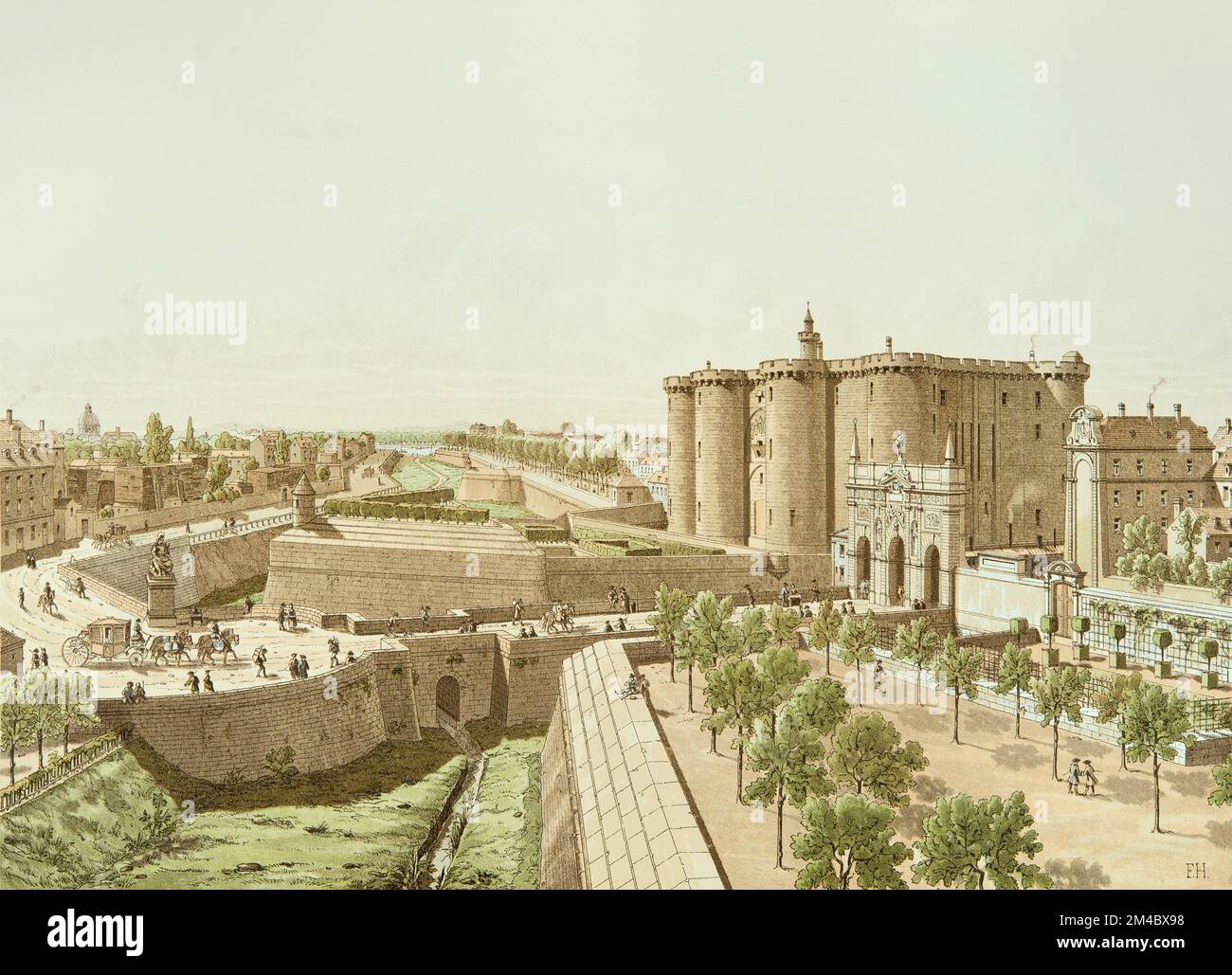 The Bastille in Paris in 1740 (from left to right: rue de la ...