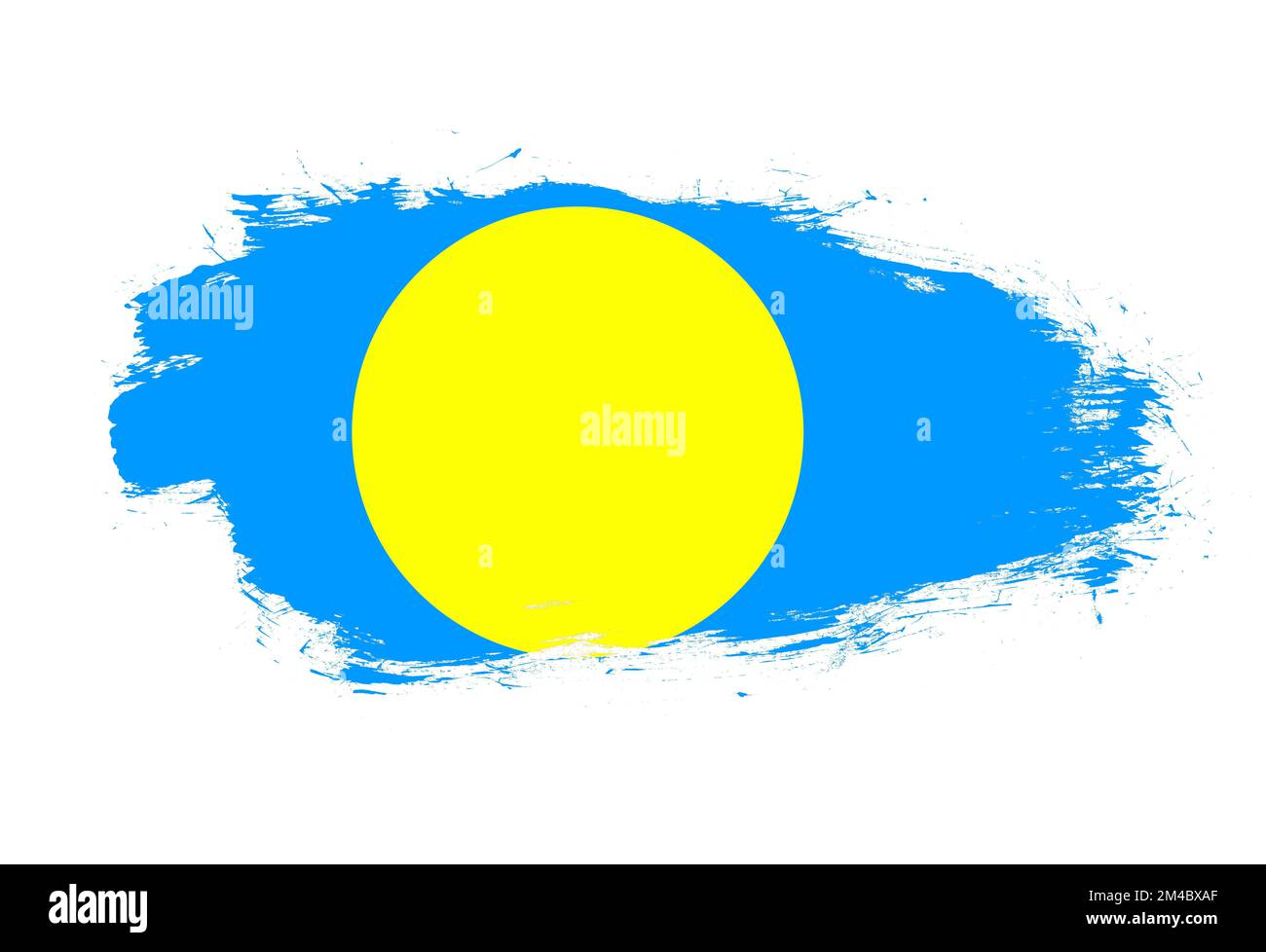 Flag of palau on white stroke brush background Stock Photo - Alamy