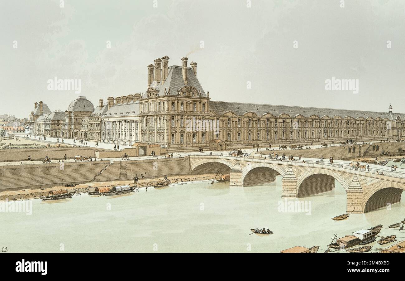 The Tuileries Palace in Paris in 1690 (from left to right: Tuileries ...
