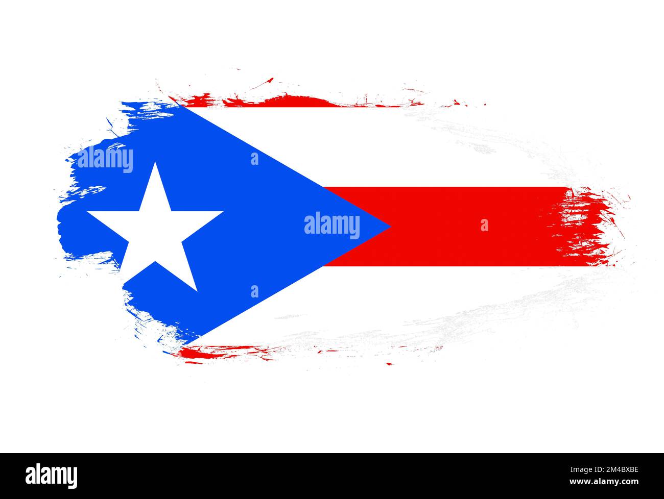 Flag of puerto rico on white stroke brush background Stock Photo - Alamy