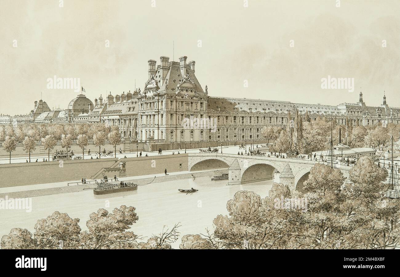 The Tuileries Palace in Paris in 1869 (from left to right: rue de ...
