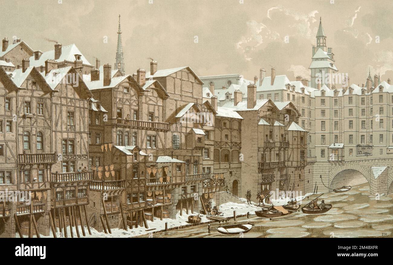 The city between the pont notre dame and the pont au change in paris in ...