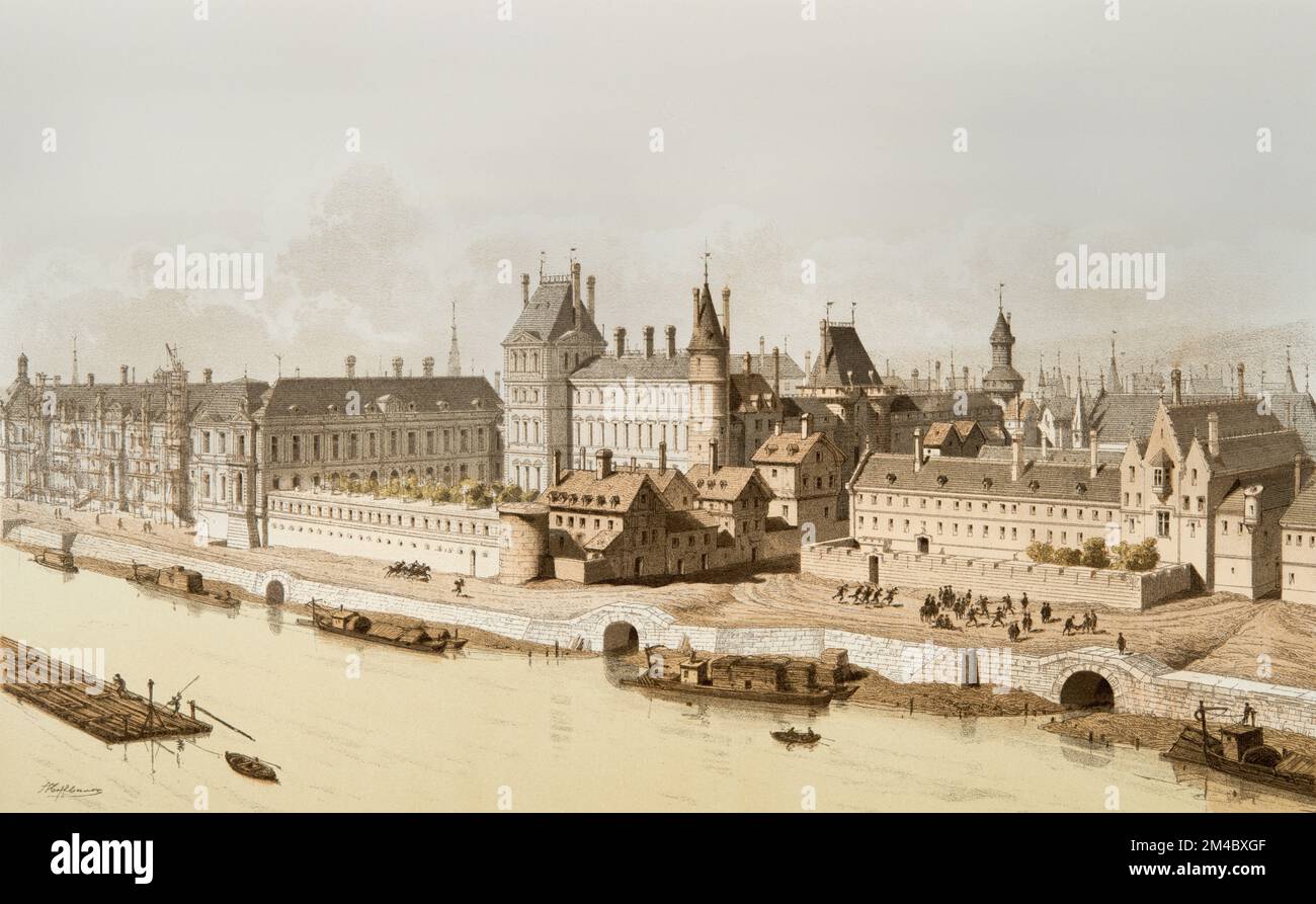 The Louvre under Louis XIII, 1622 (from left to right: large gallery ...