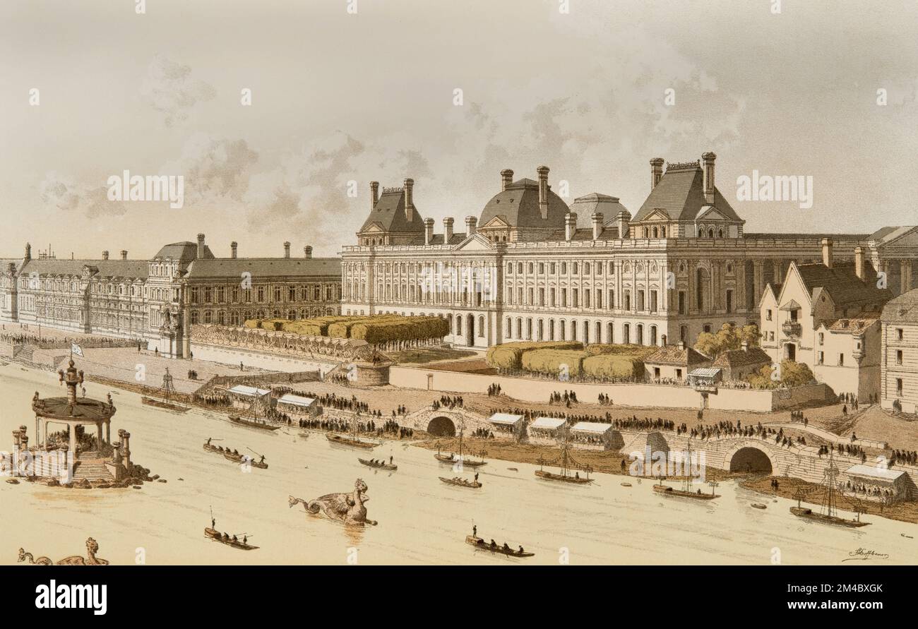 The Louvre under Louis XV, celebration offered by the city to the king ...