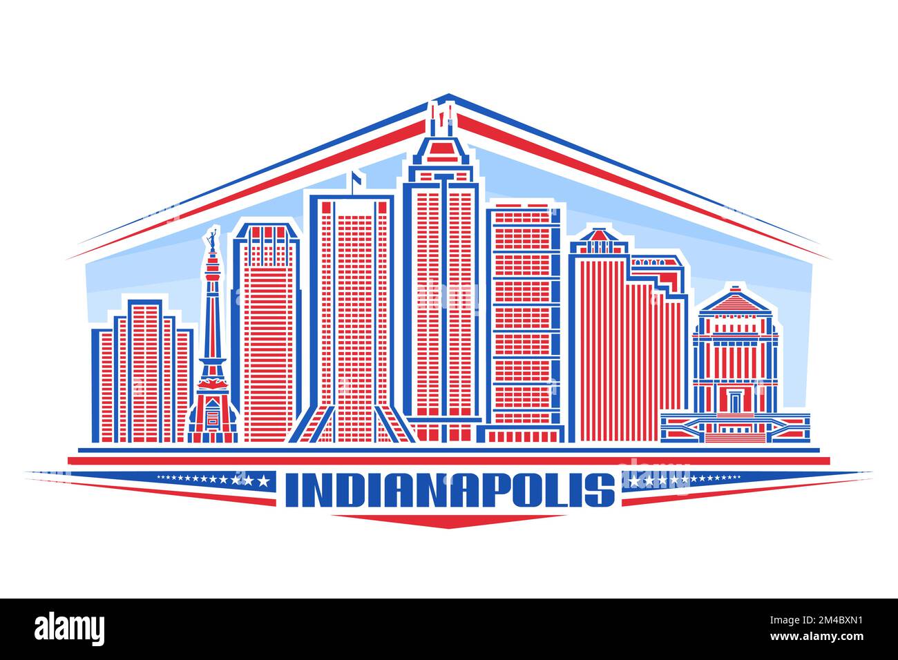 Vector illustration of Indianapolis, horizontal badge with linear ...