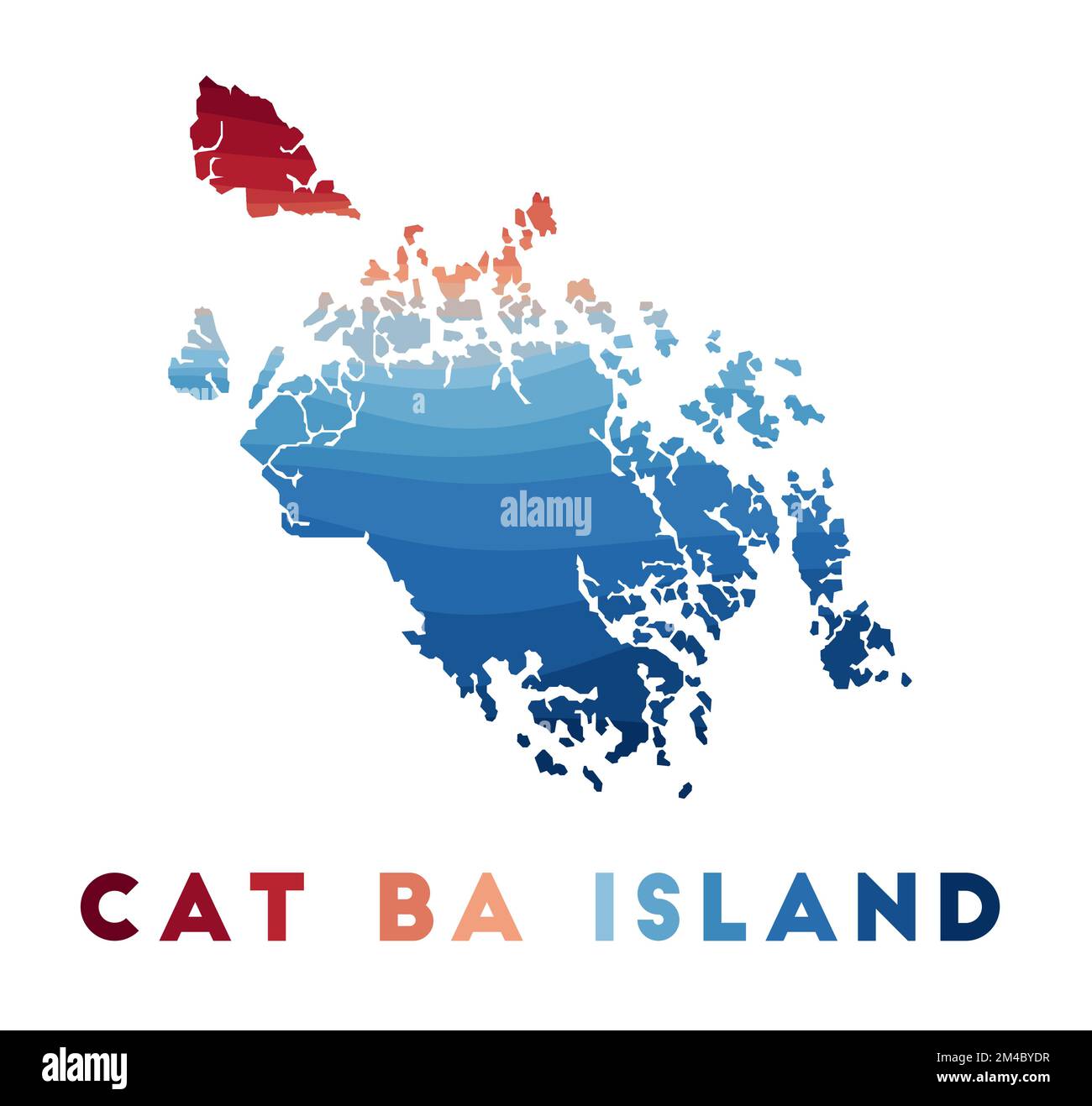 Cat Ba Island map. Map of the island with beautiful geometric waves in ...