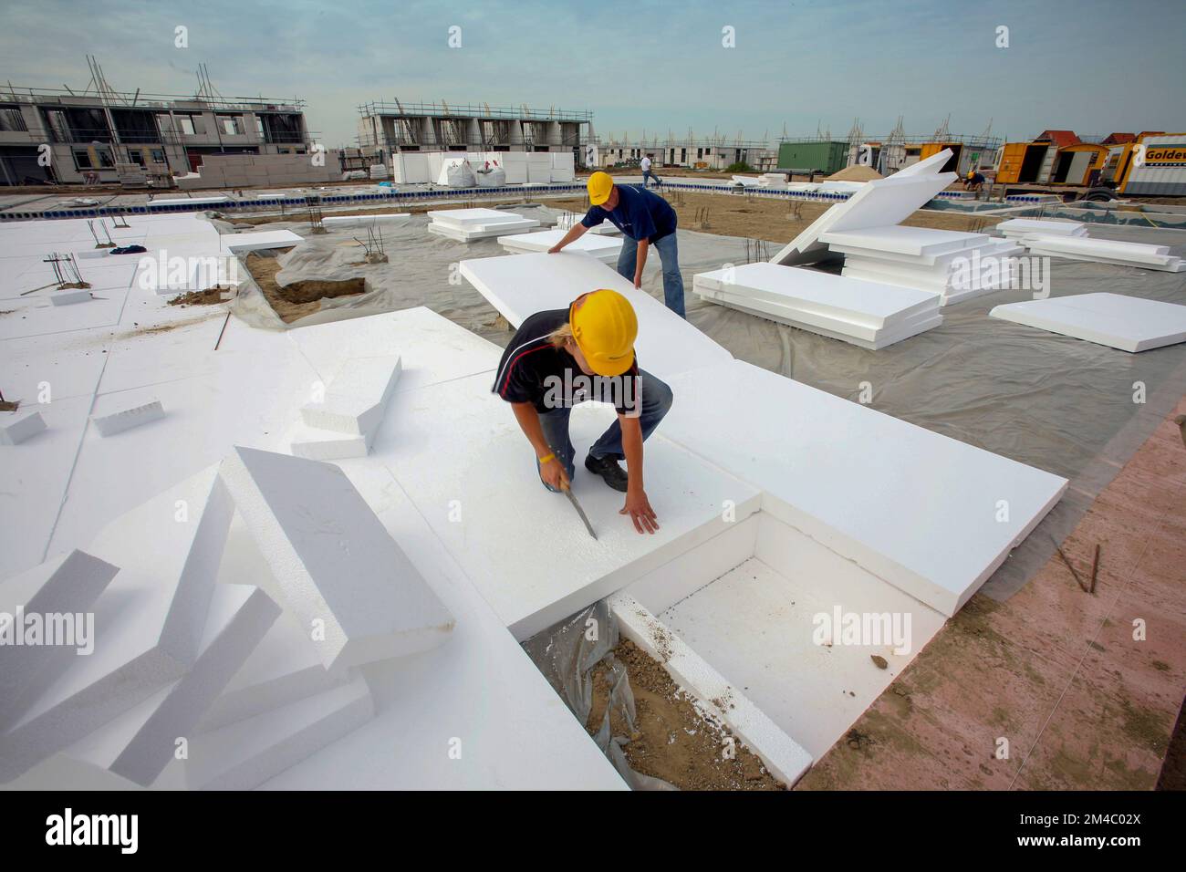 Netherlands. Styrofoam, an isolation material is placed on the ...