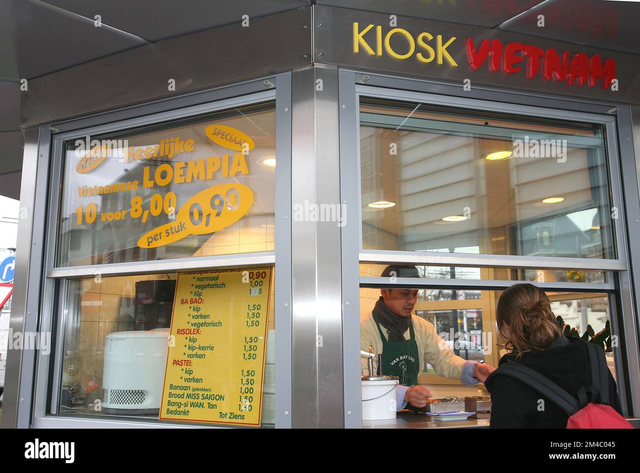 Netherlands; europe; Vietnam; man; selling; spring rolls; kiosk; shop ...