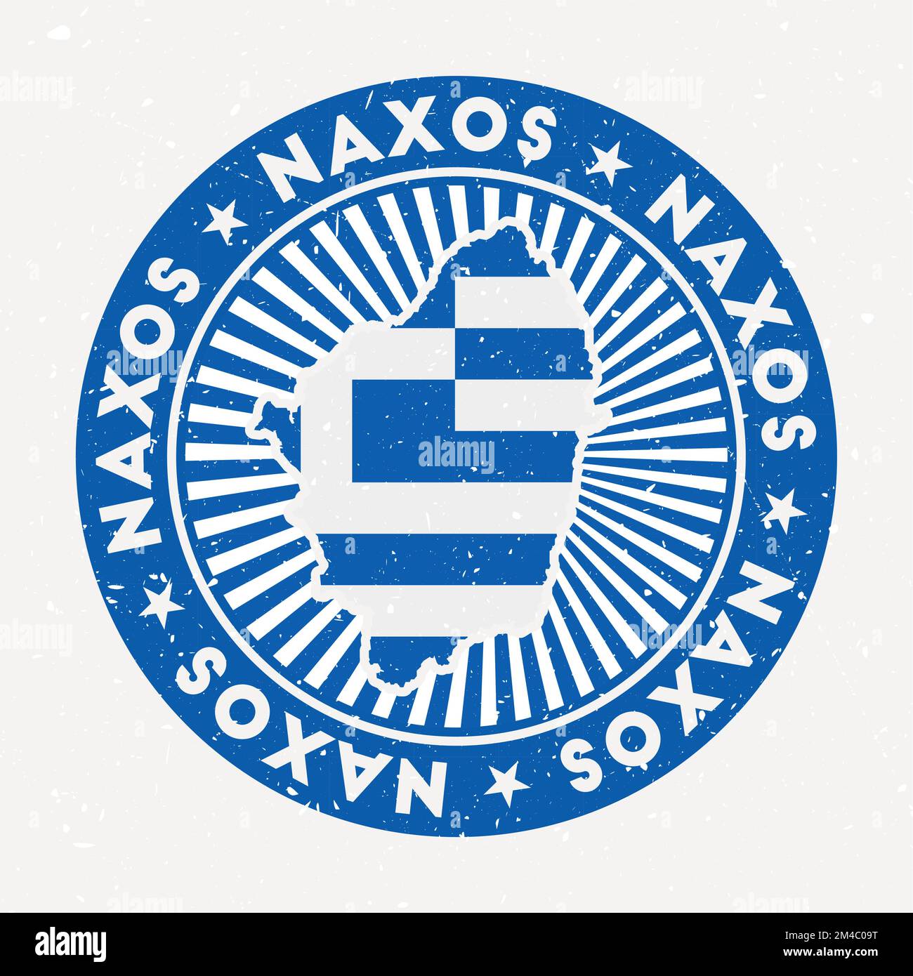 Naxos round stamp. Logo of island with flag. Vintage badge with ...