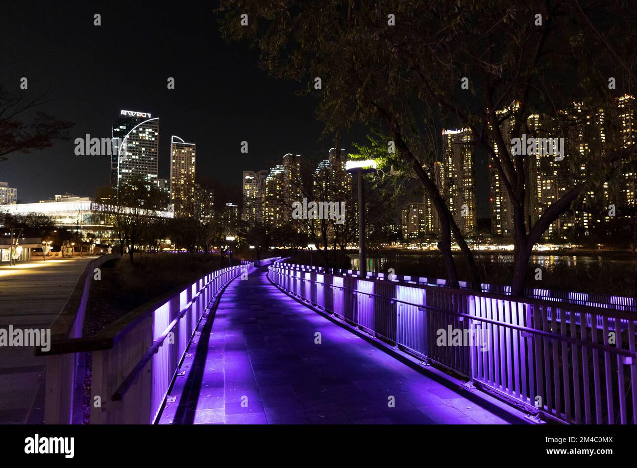 The beautiful night city view at Gwanggyo Lake park in Suwon, South ...