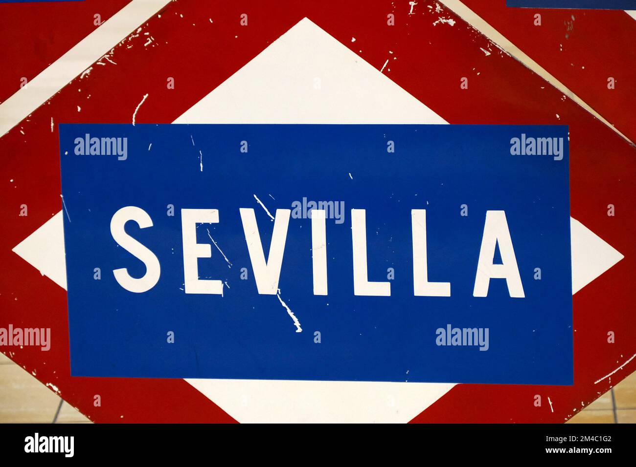 Sevilla Metro Station Sign in Madrid Spain detail Stock Photo - Alamy