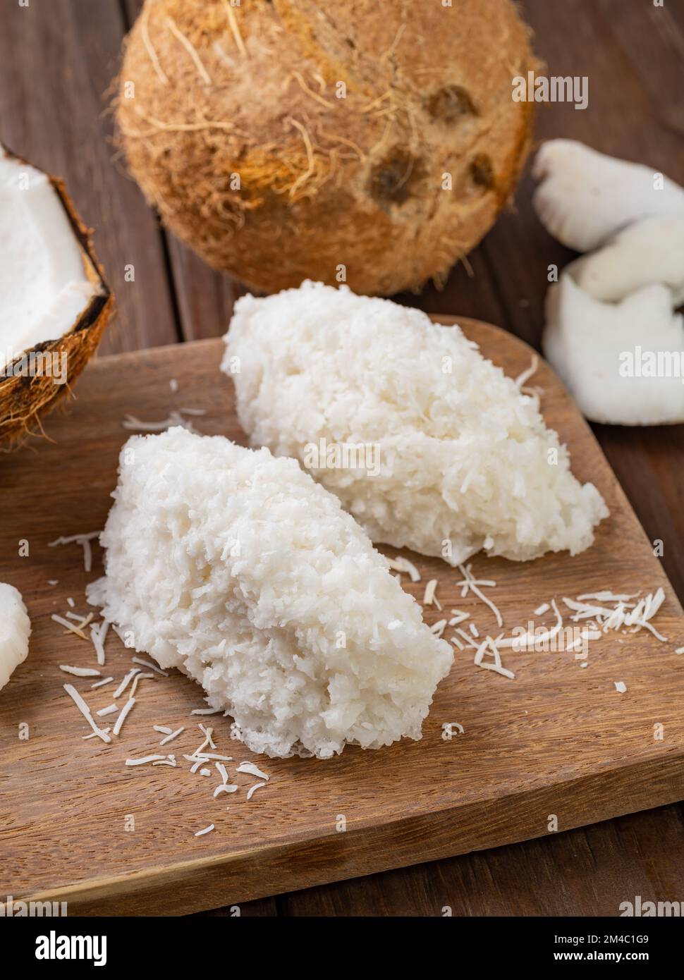 Cocada, traditional latin american coconut candy with grated coconut ...