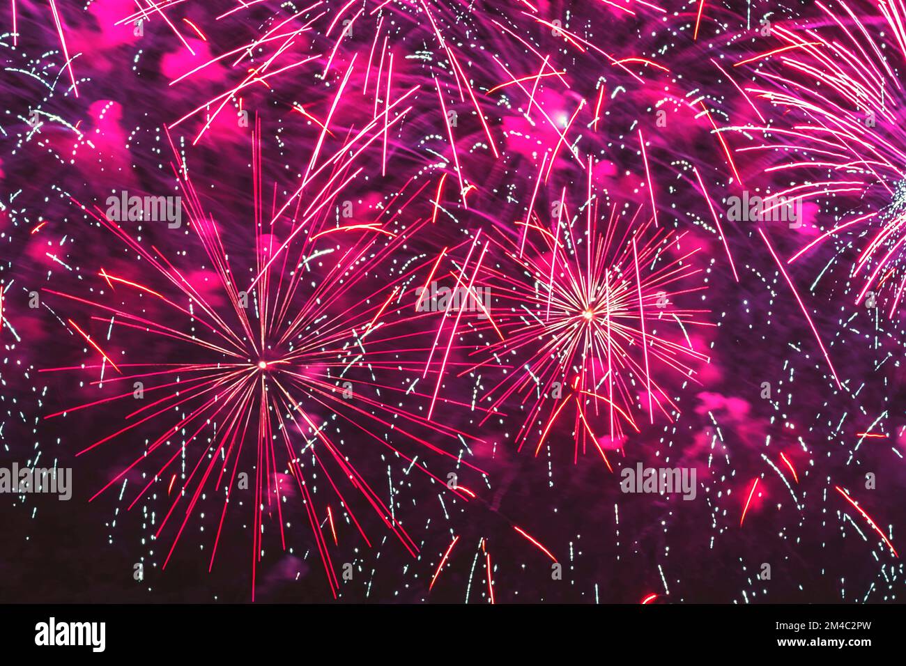 Bright fireworks with sparks. Explosive pyrotechnic devices for ...