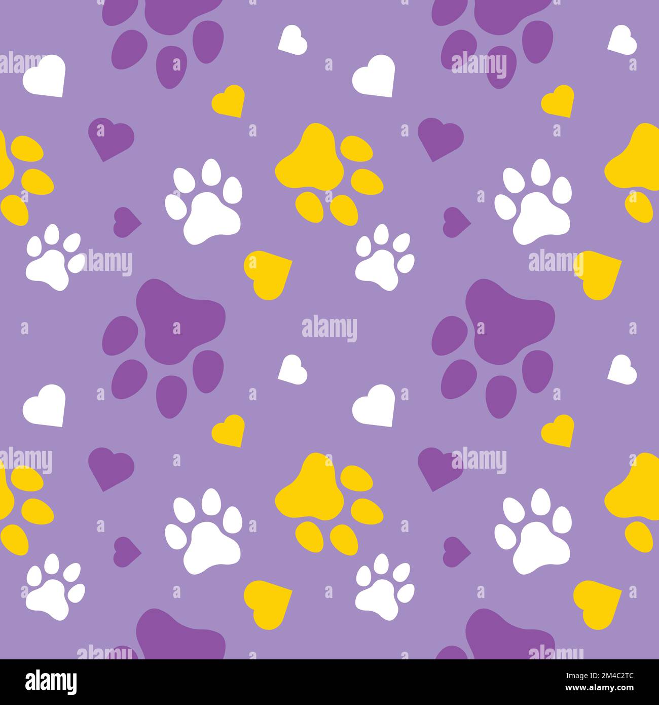 Paw seamless pattern vector doodle abstract dog and cat animal ...