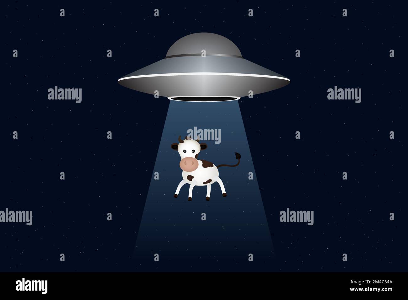 UFO abducts cow at night. Vector illustration Stock Vector Image & Art ...