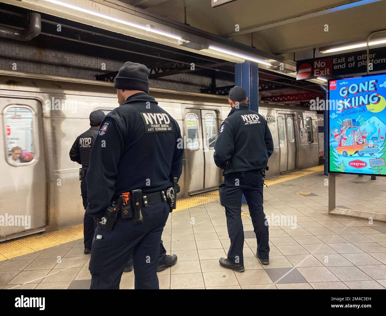 NYPD officers in the Columbus Circle-59th Street station in the subway ...