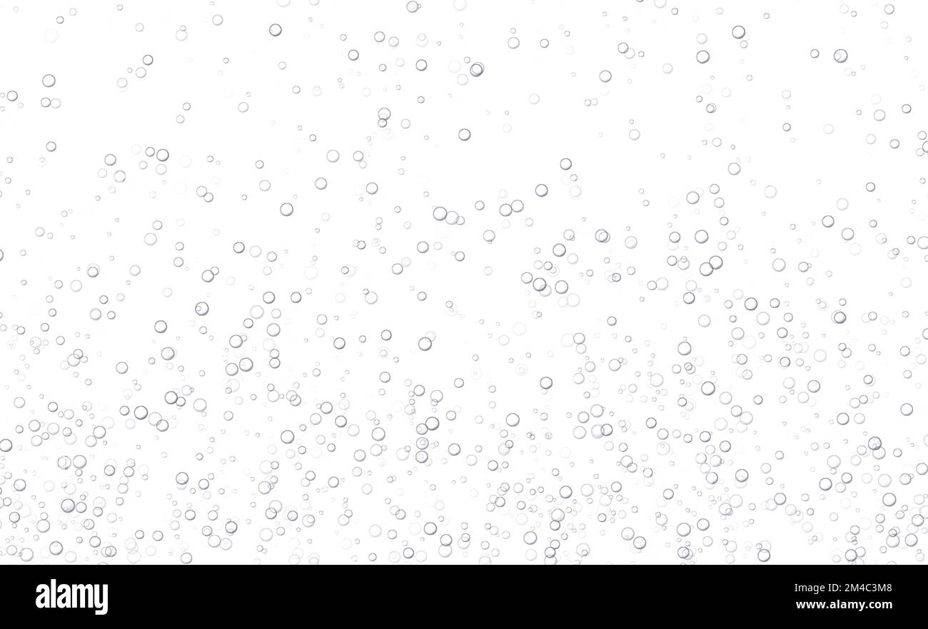 Underwater fizzing bubbles, soda or champagne carbonated drink, sparkling water isolated on ...