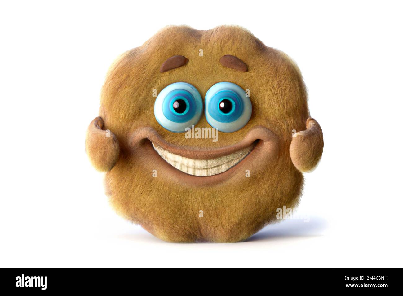 Funny soft furry cookie smiling - 3D Illustration isolated on white ...