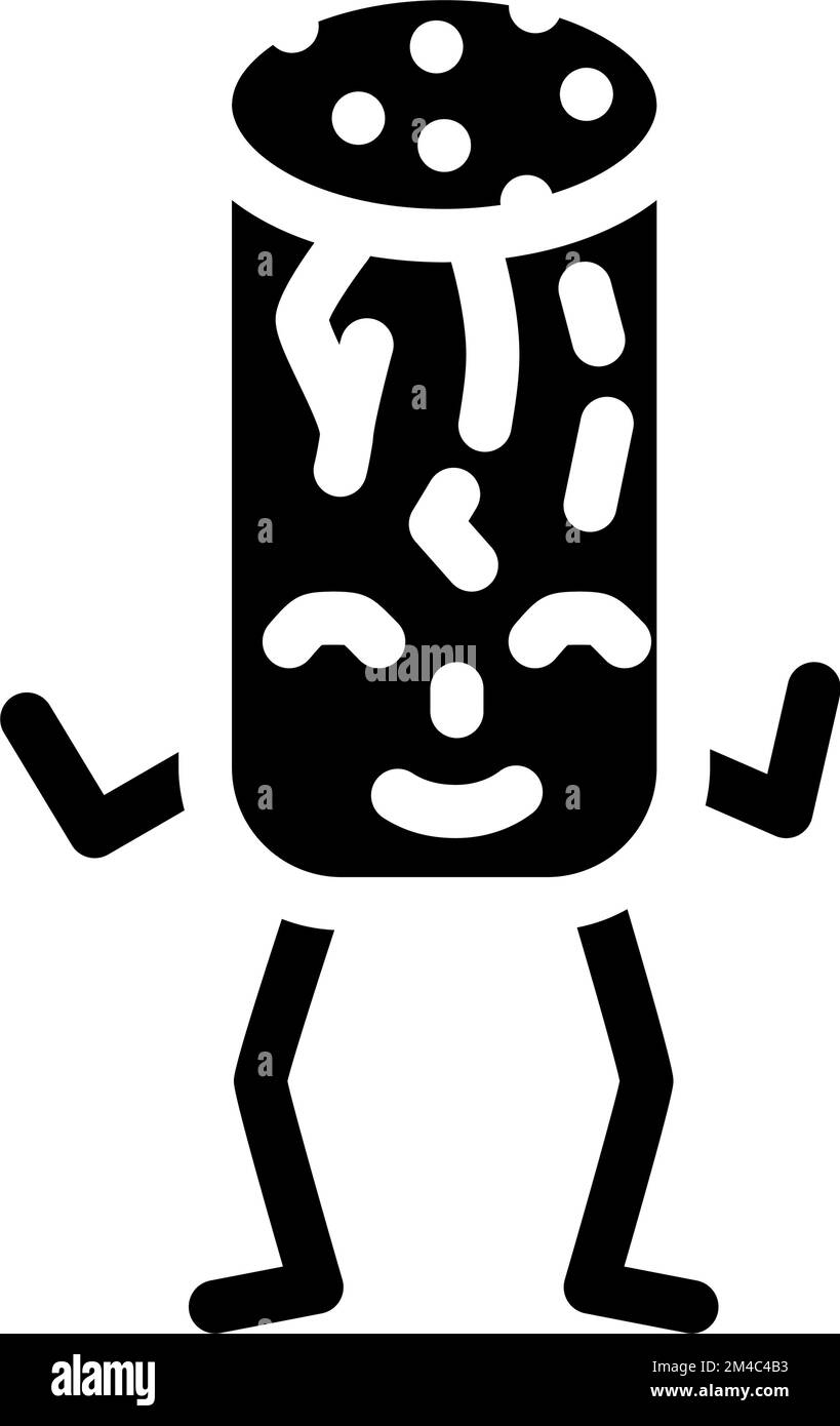 pepperoni meat character glyph icon vector illustration Stock Vector ...