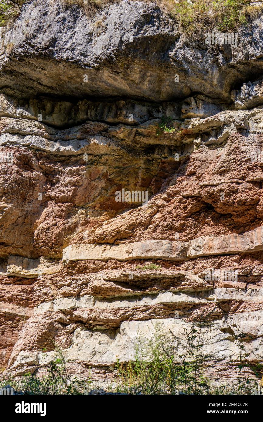 View at geological formations at Boljetin river gorge in Eastern Serbia ...