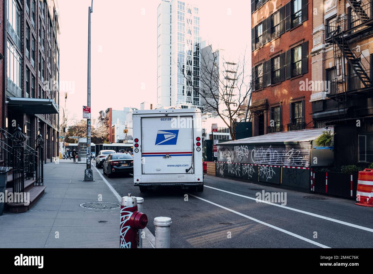 New York, USA - November 26, 2022: USPS truck on a street in Manhattan ...
