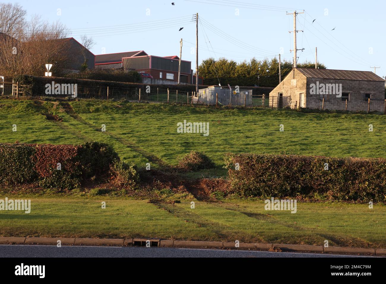 Tracks across a field by the Fruitfield Supervalu on the Portadown Road ...