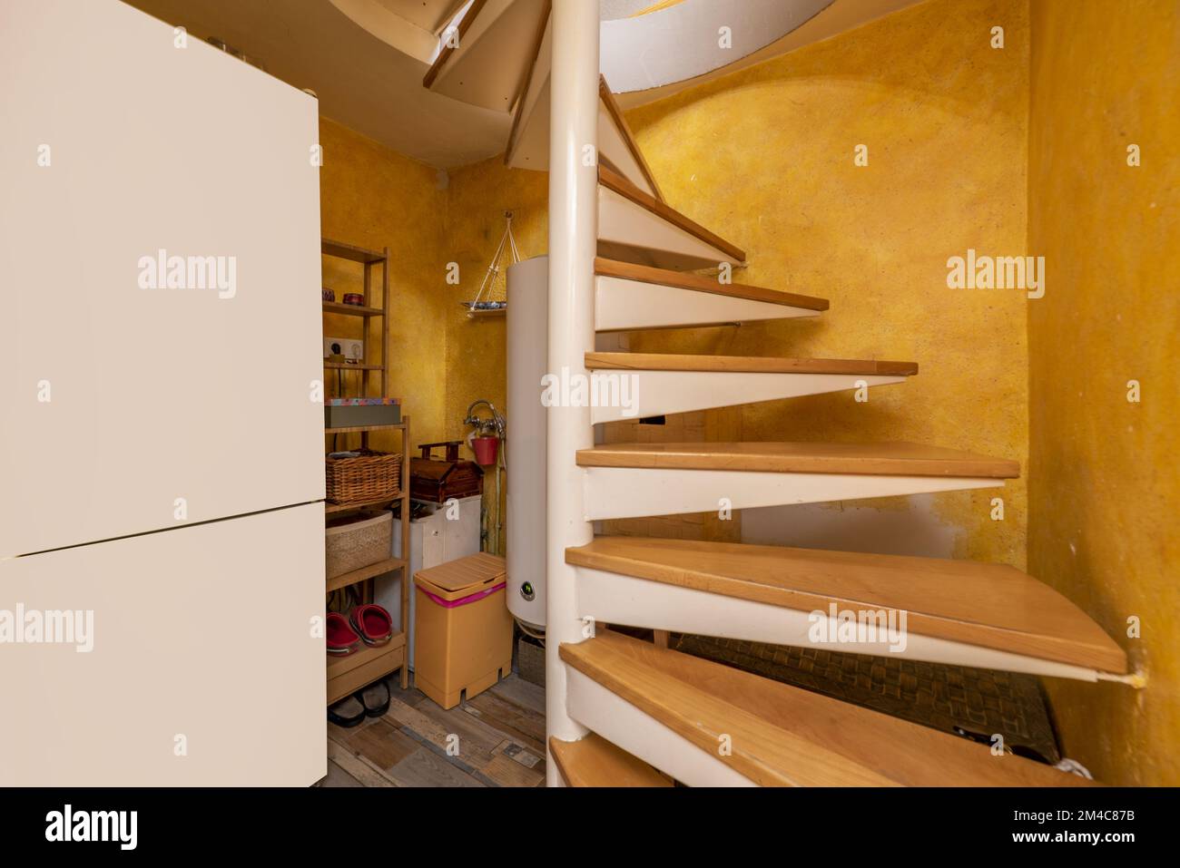 detached house with two floors with a spiral staircase of wood and ...