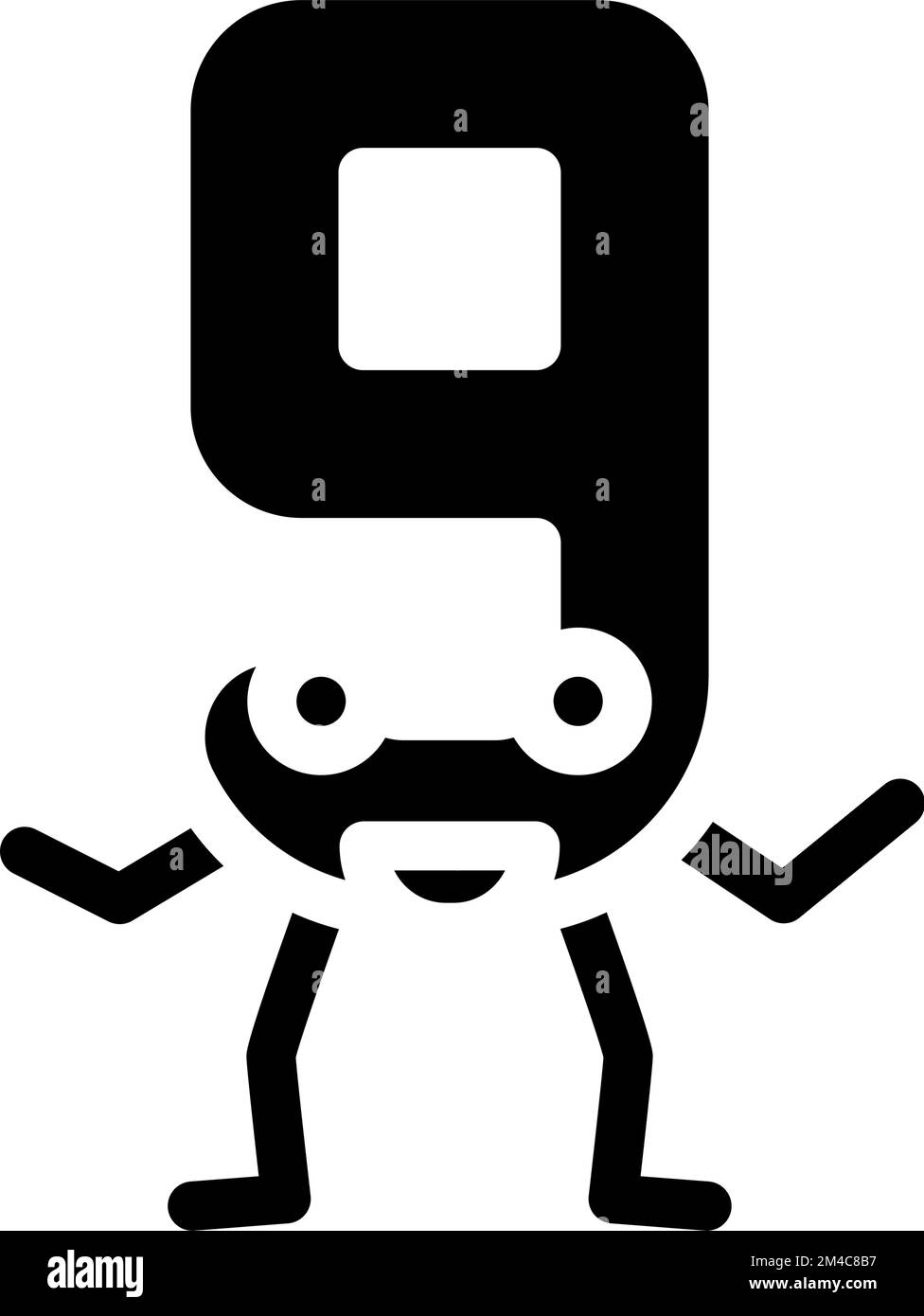 nine number character glyph icon vector illustration Stock Vector Image ...