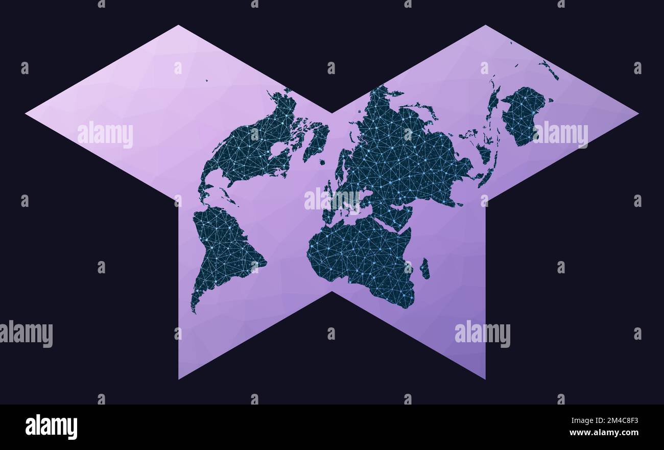 Internet and global connections map. Collignon butterfly projection ...