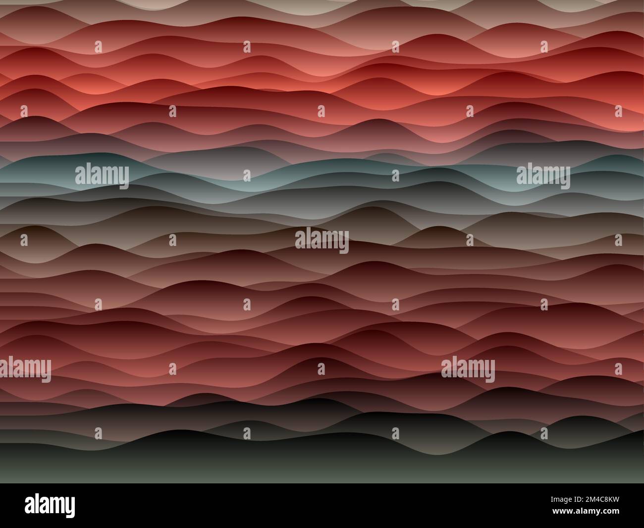 Abstract curves background. Smooth curves with gradients in dark red brown colors. Vibrant ...