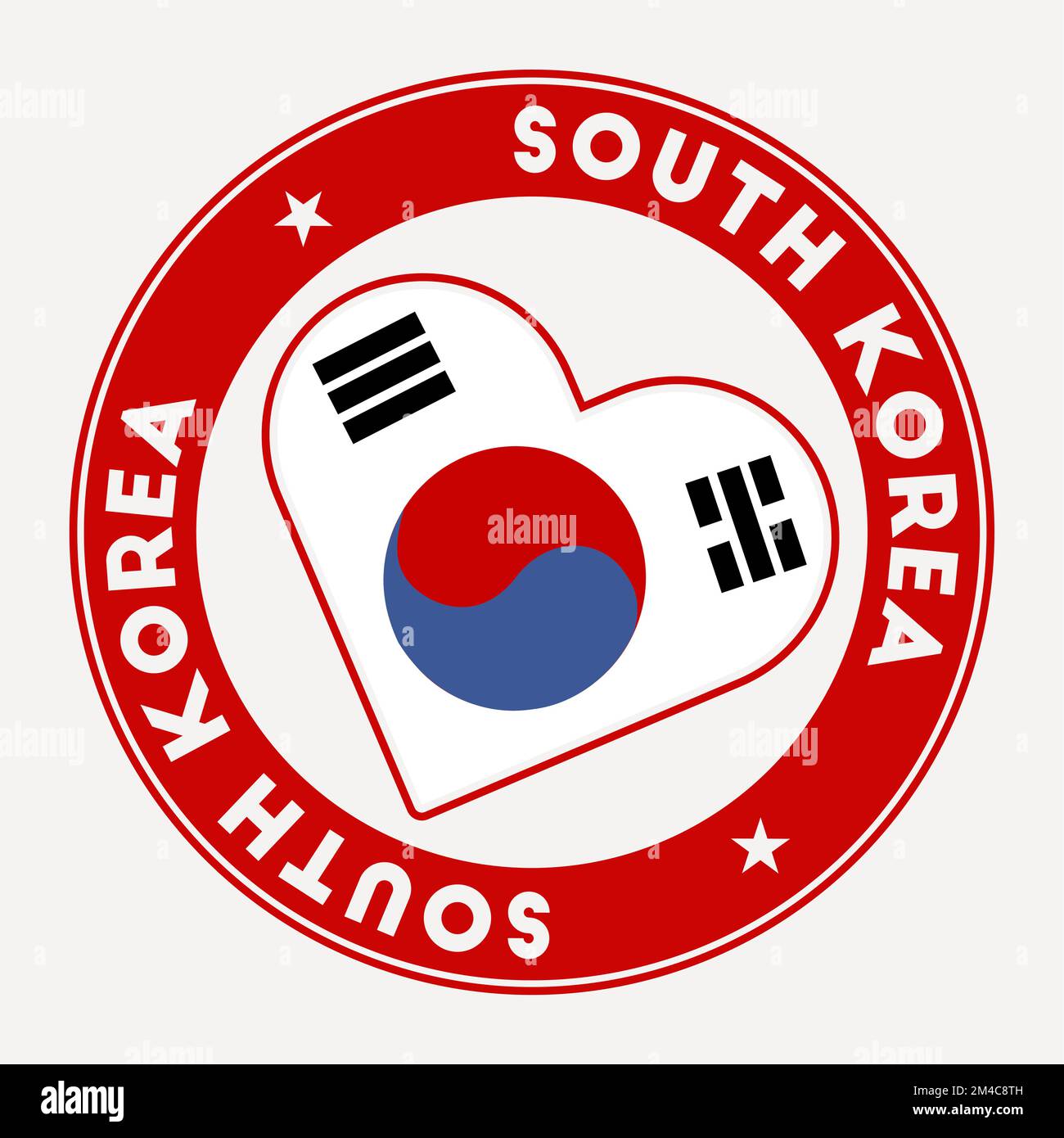 South Korea heart flag badge. From South Korea with love logo. Support ...
