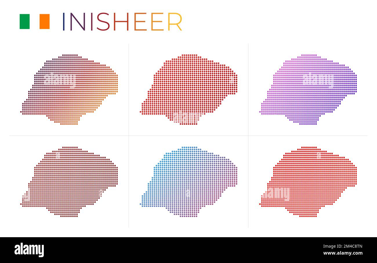Inisheer dotted map set. Map of Inisheer in dotted style. Borders of ...