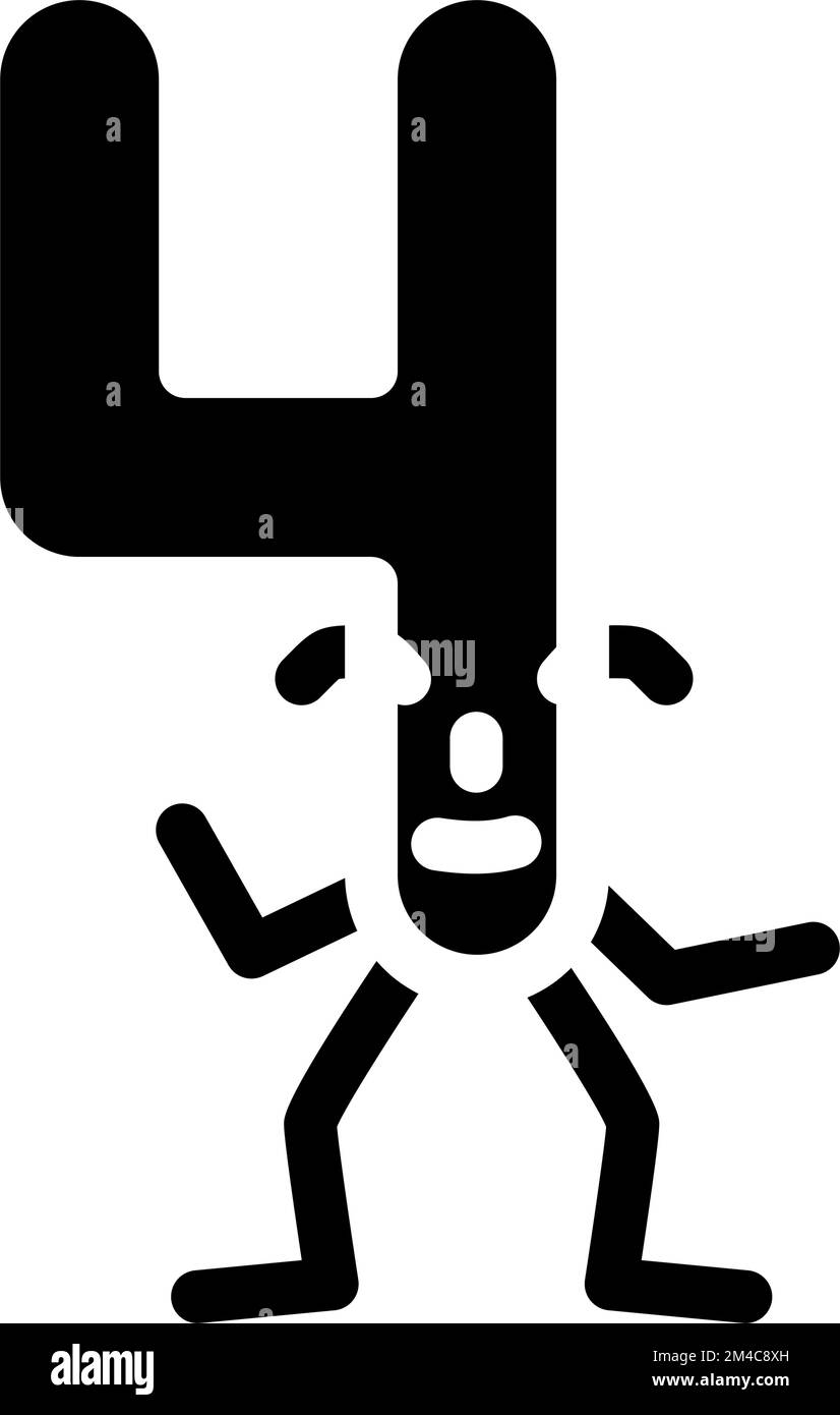 four number character glyph icon vector illustration Stock Vector Image ...