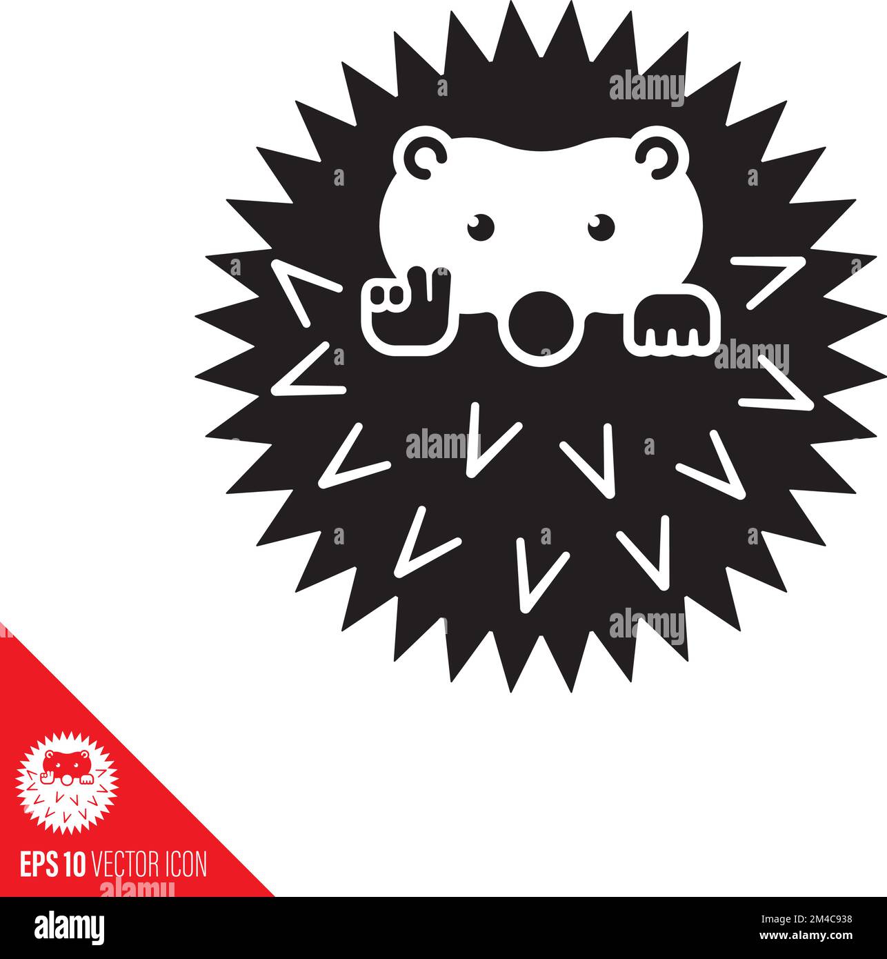 Hedgehog showing peace or victory sign icon. Small cute animal isolated ...