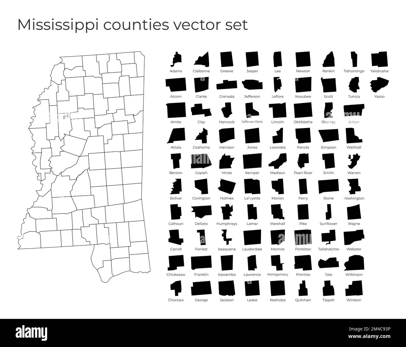 Mississippi State Map With Counties Blank 20+ Mississippi State Stock