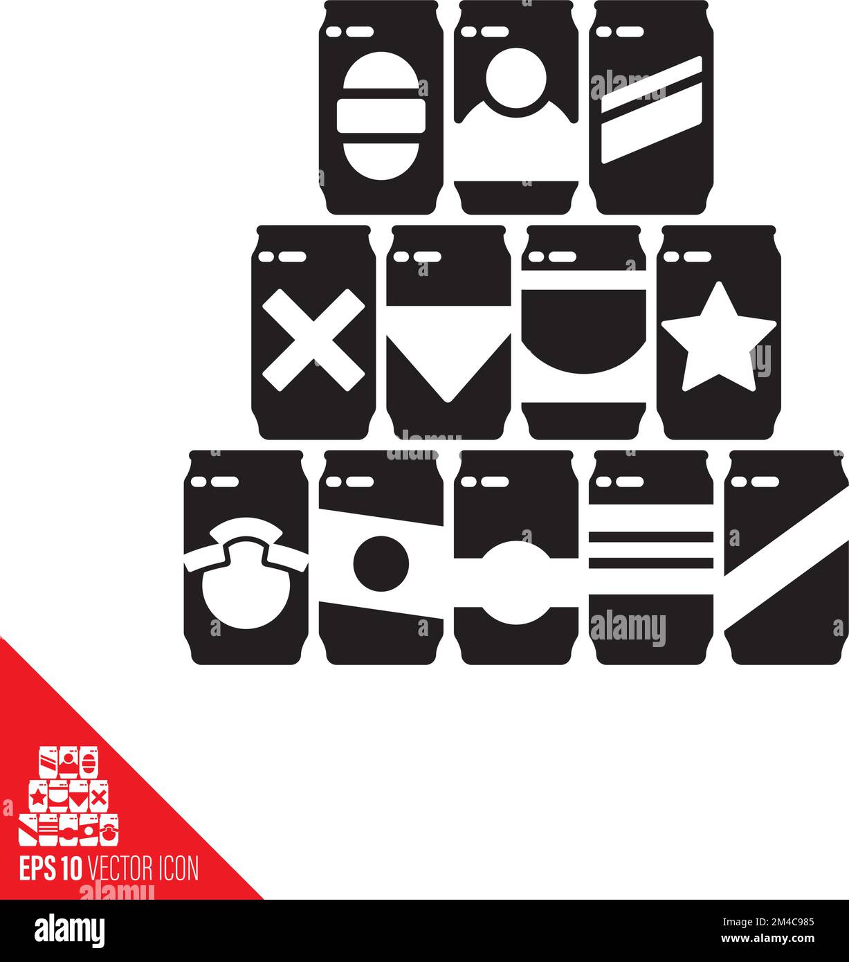 Stack of beer cans vector icon. Drinks, beverages and packaging vector ...