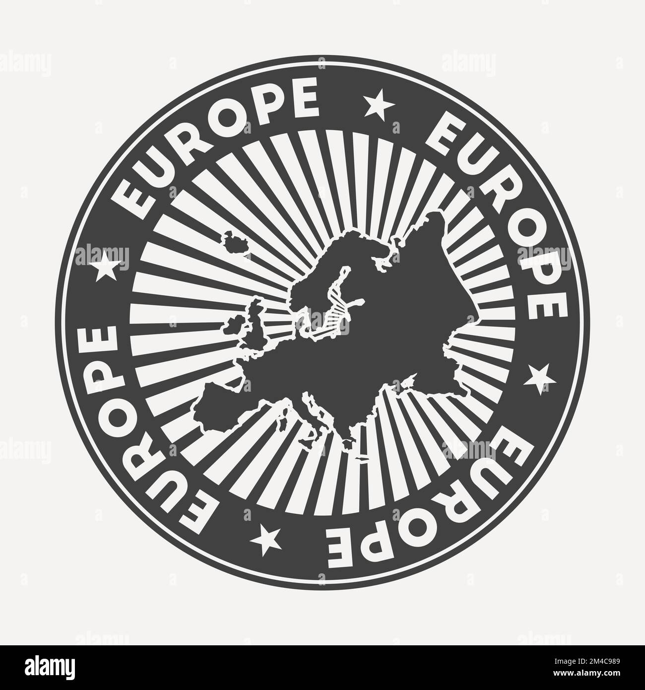 Europe round logo. Vintage travel badge with the circular name and map of continent, vector ...
